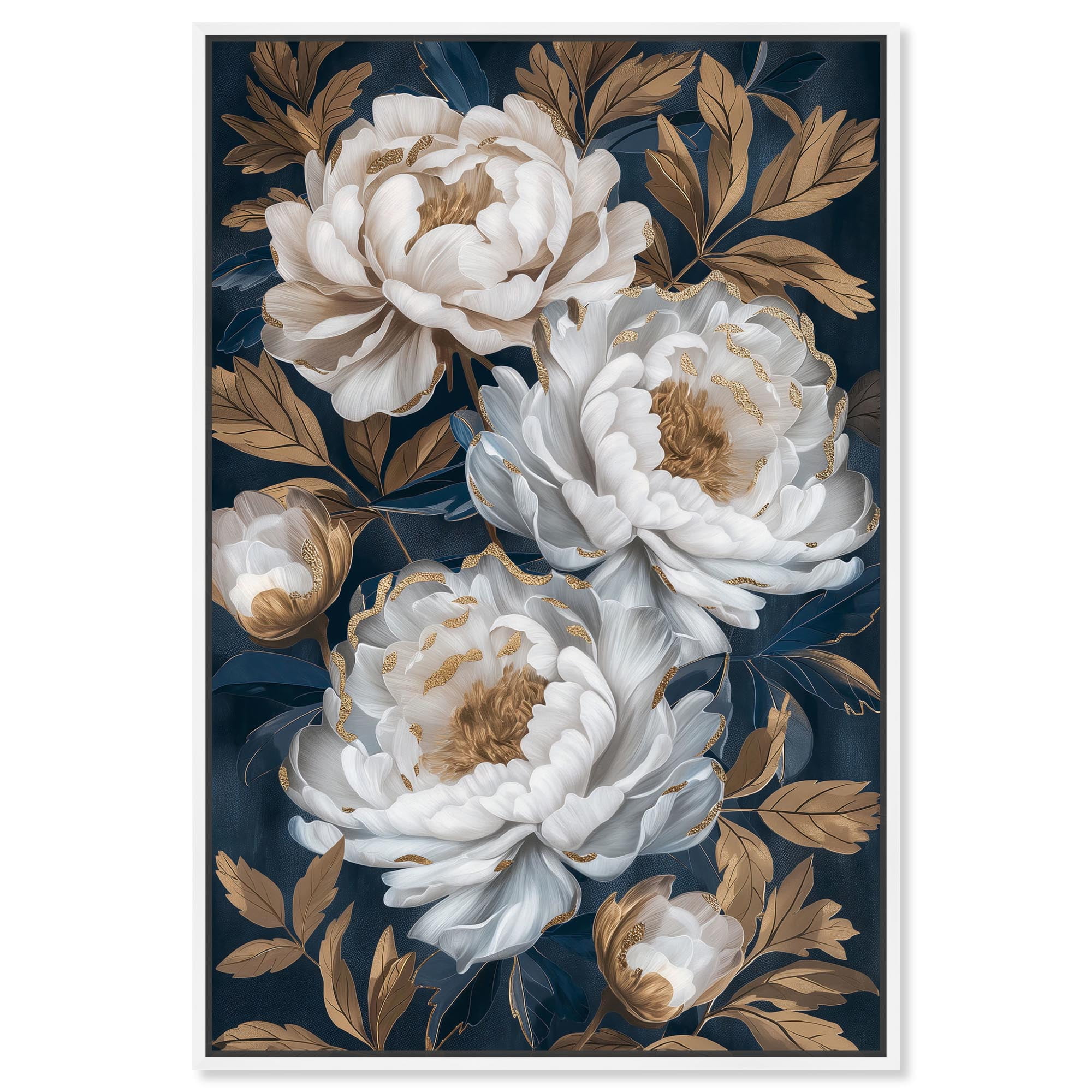 Golden Emblems in White II Canvas Luxury Floral Art by Art Remedy ...