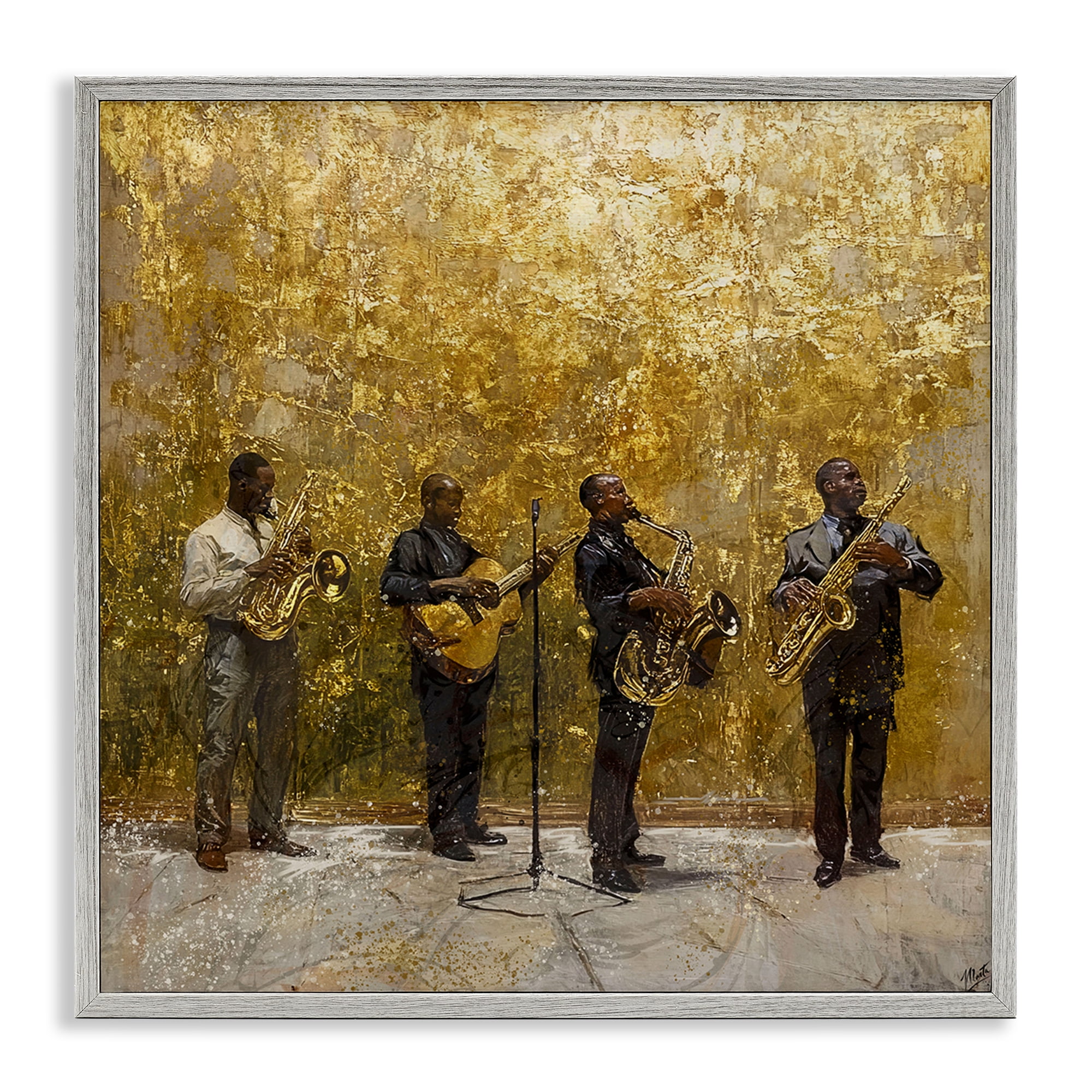 Golden Era Jazz Musicians Gray Framed Giclee Art, design by Marta Wiley ...
