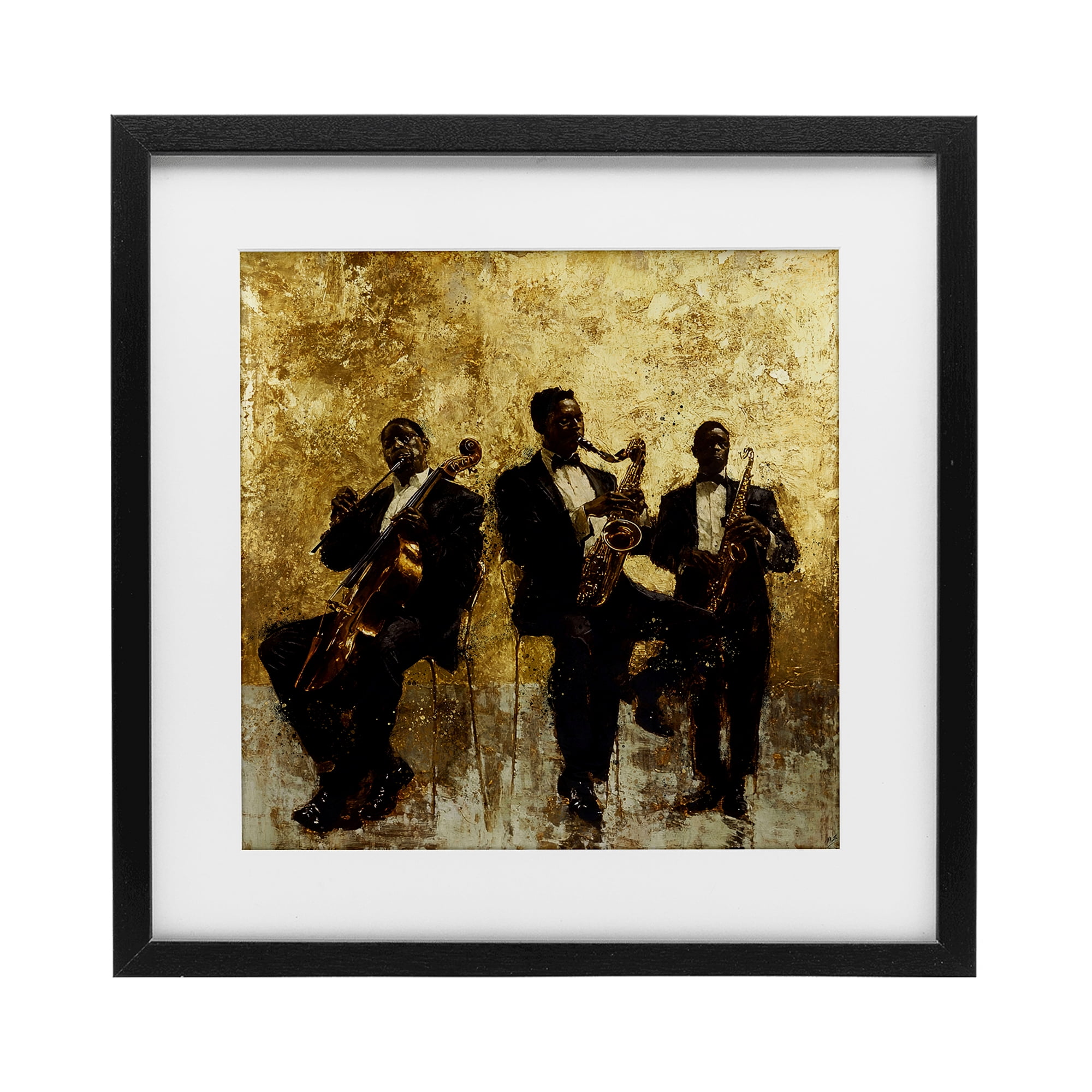 Golden Era Musicians Abstraction Black Framed Print Under Glass, design ...