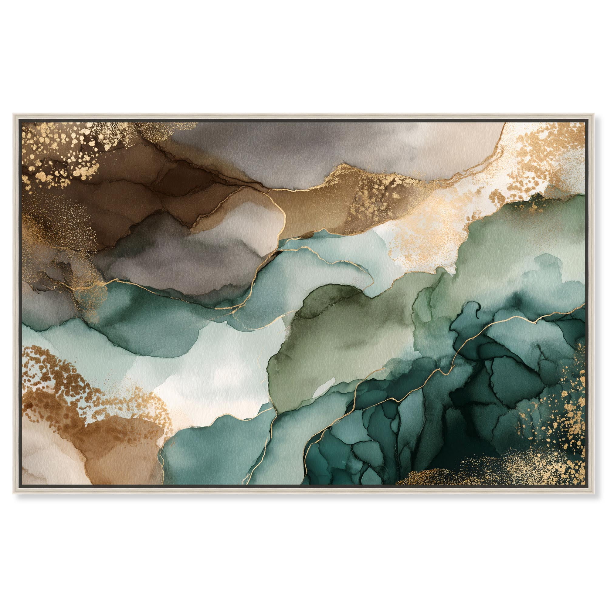Golden Estuary I Canvas Abstract Wall Art by Art Remedy, Silver Frame ...