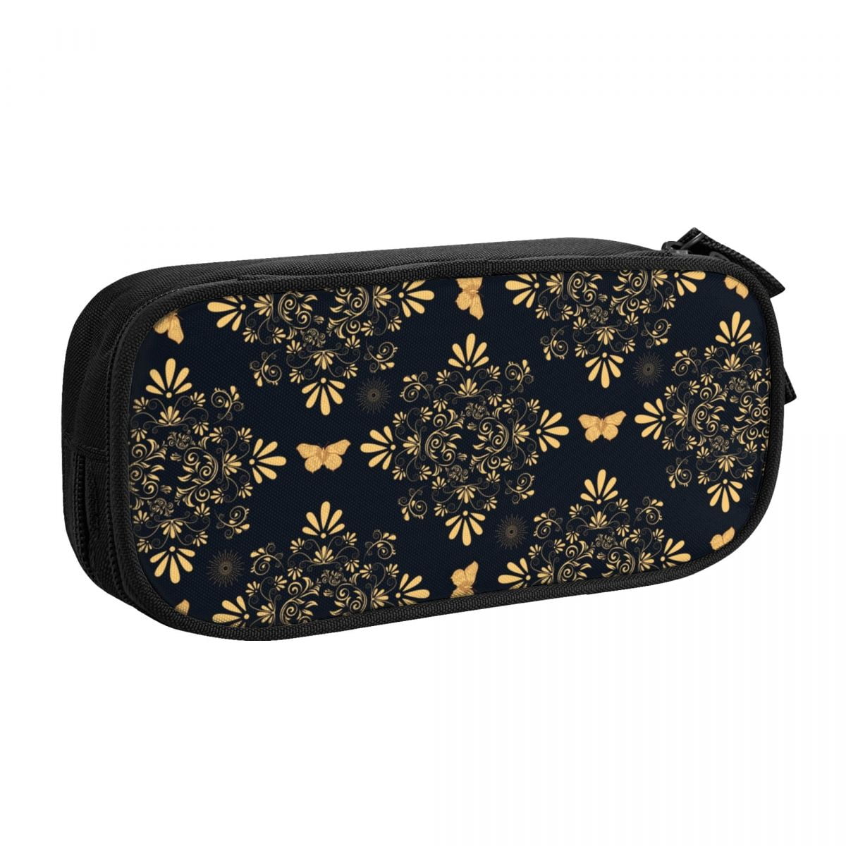 Golden European Baroque Floral Custom Pencil Cases Large Capacity ...
