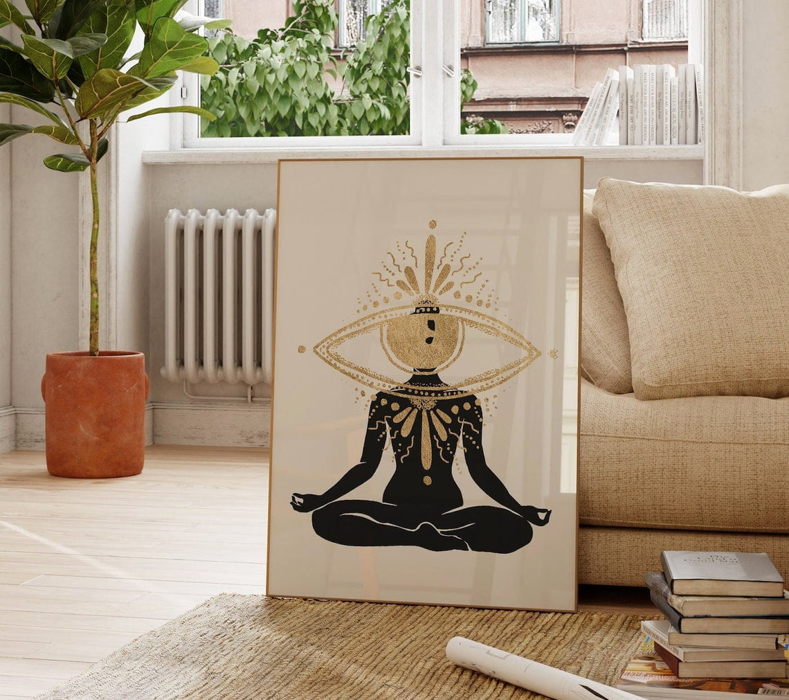 Golden Eye Yoga Pose Third Eye Spiritual Yogi Art Poster, Unframed Size ...