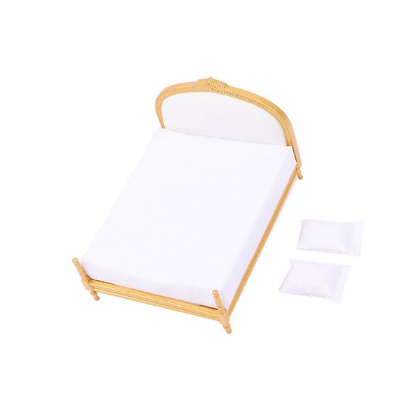 Golden Fabric 1:12 Scale Miniature Twin Bed Model House Furniture For ...