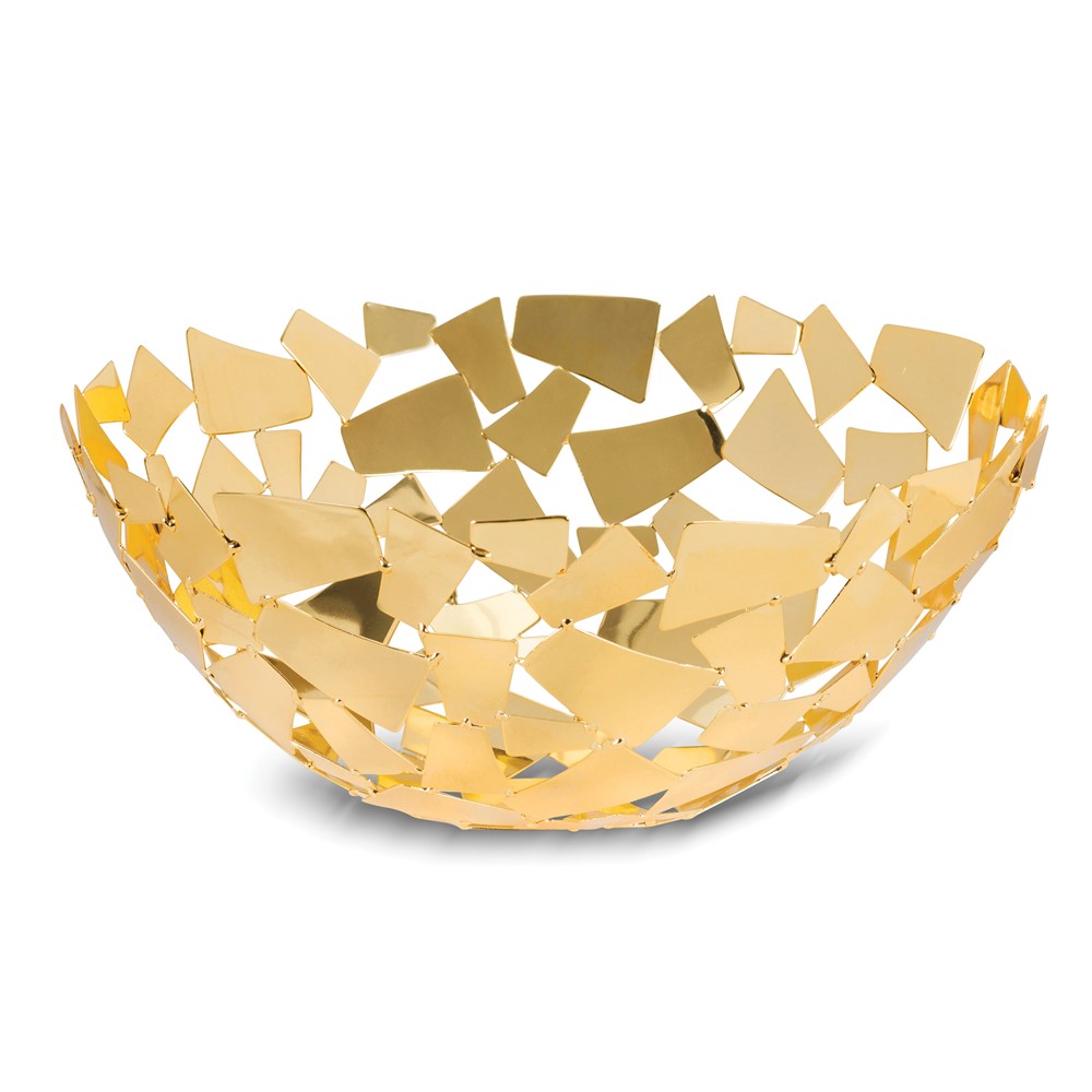 Golden Facets Gold-tone Stainless Steel Round 11 inch Basket #Q-GM22356 ...