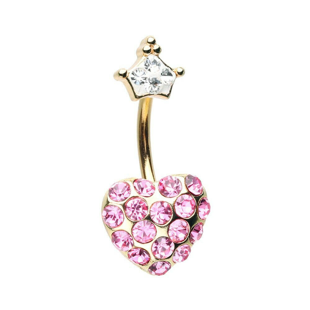 Golden Fairytale Heart Crown Belly Button Ring - Walmart.com