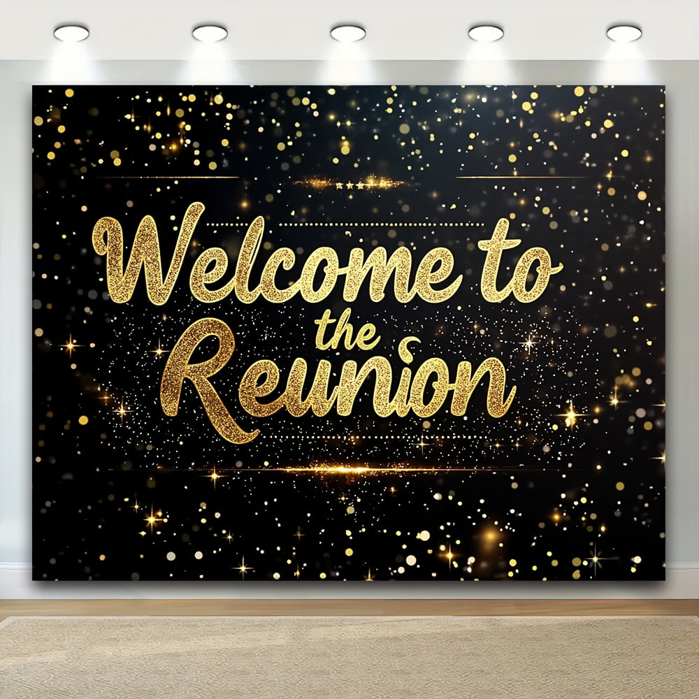 Golden Family Reunion Backdrop Glitter Gold Family Reunion Photography ...