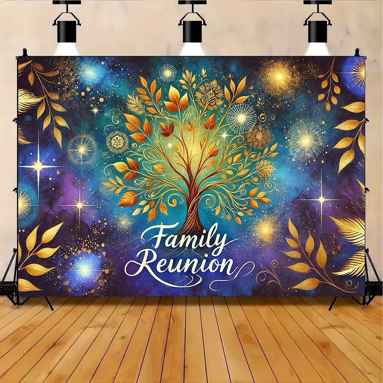 Golden Family Reunion Tree Purple Galaxy Family Tree Leaves Members ...