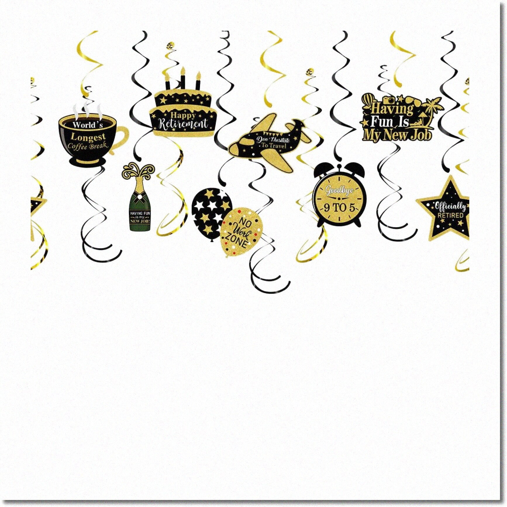 Golden Farewell Retirement Celebration Kit - Vibrant Hanging Swirls ...