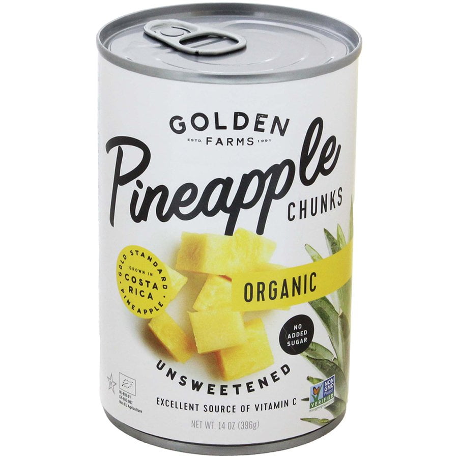 Golden Farms Unsweetened Organic Pineapple Chunks - 14 oz (Packaging ...