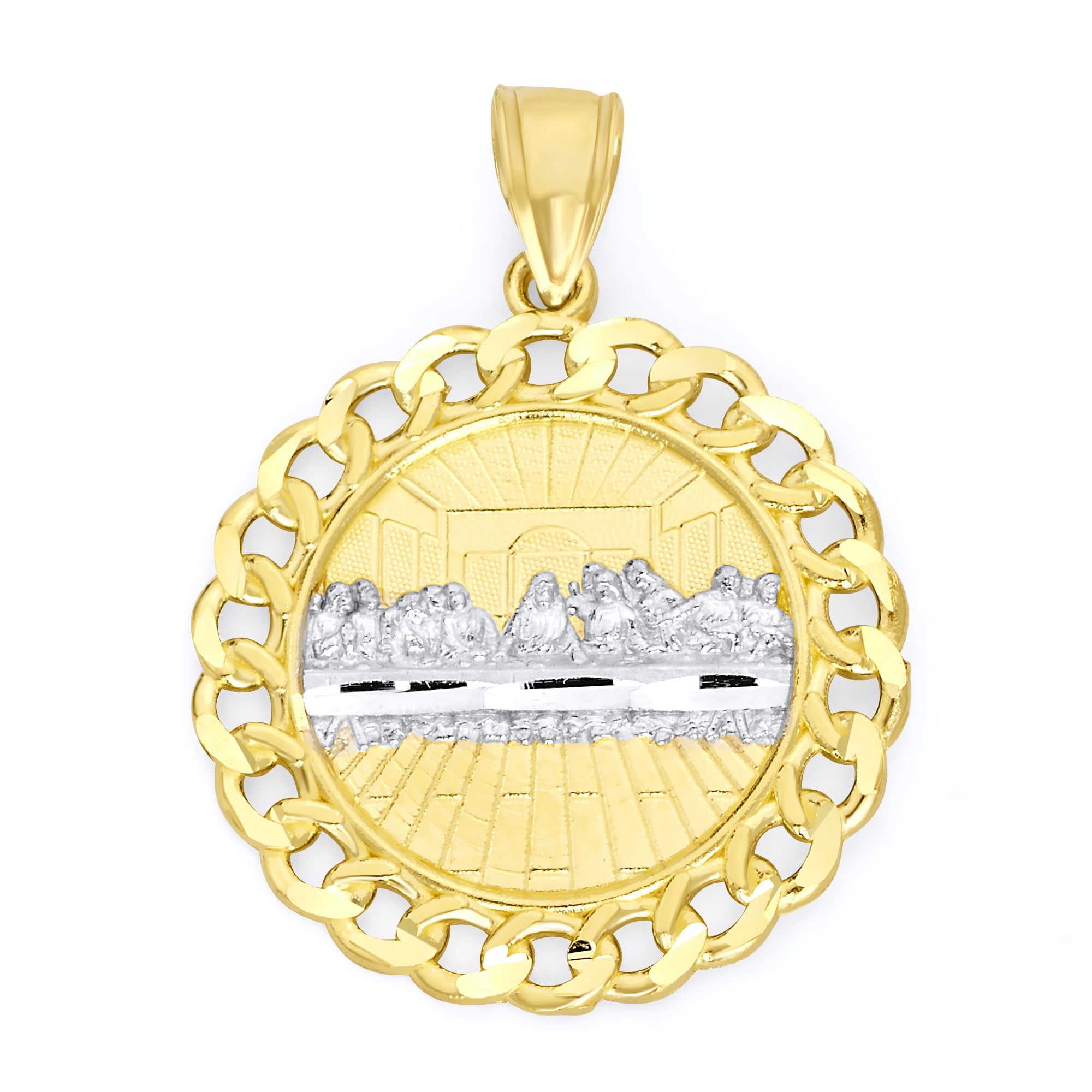 Golden Fire Solid 10k Gold Last Supper Pendant - Catholic Gifts for Men ...