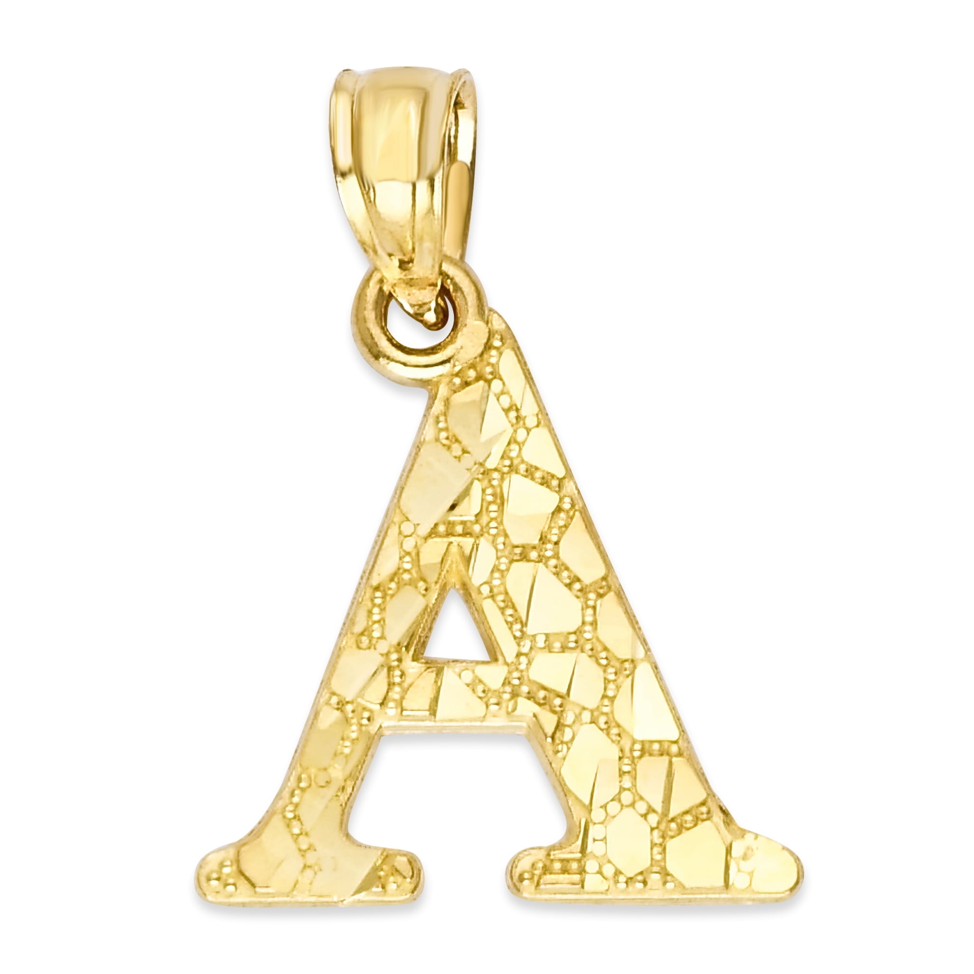 10k Solid Gold Delicate Initial Pendant, Personalized Letter A Jewelry ...
