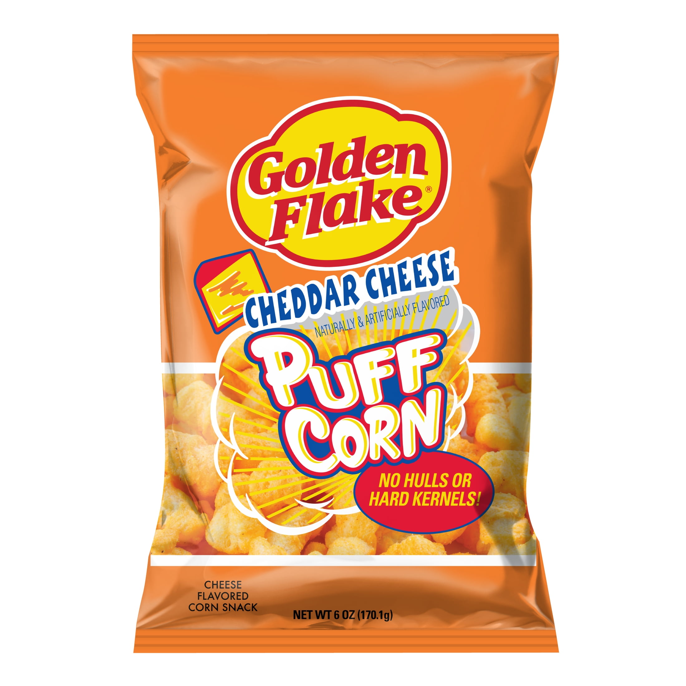 Golden Flake Cheesy Crunchy Snack, Cheddar Cheese Puff Corn, 6 oz Bag ...