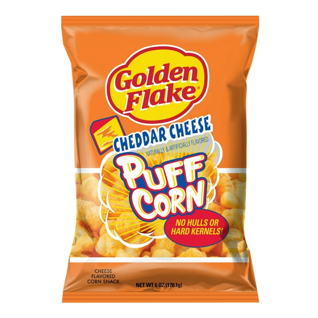 Golden Flake Cheesy Crunchy Snack, Cheddar Cheese Puff Corn, 6 oz Bag ...