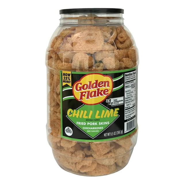 Golden Flake Chili Lime Fried Pork Skins, 9.5 oz Barrel - Walmart.com