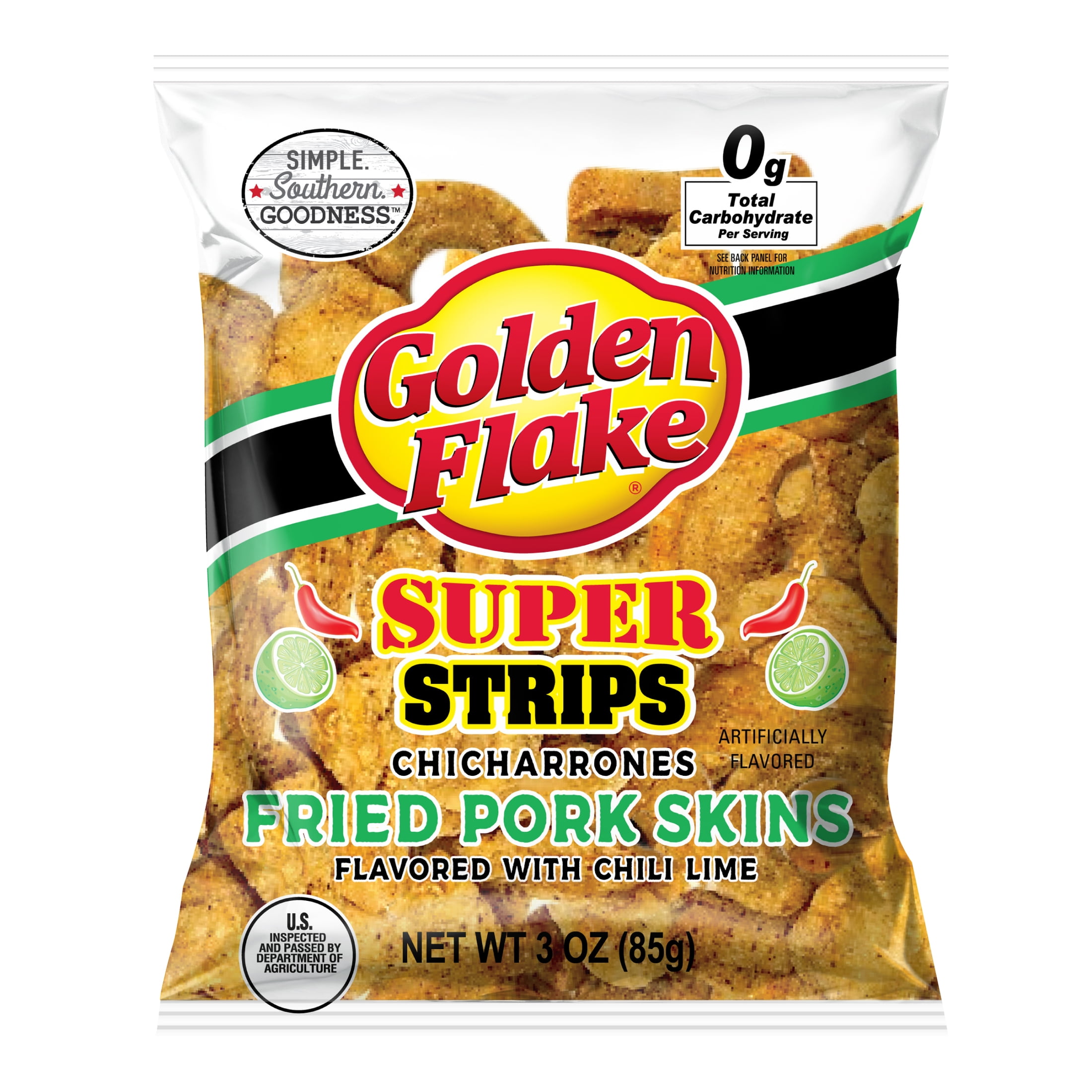 Golden Flake Chili Lime Pork Skins Super Strips, 3 oz Bag - Walmart.com