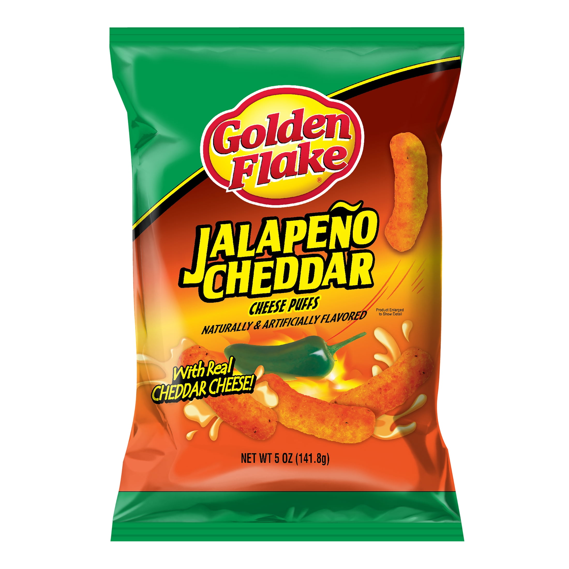 Golden Flake Jalapeno Cheddar Cheese Puffs, Gluten-Free, 5 oz Bag ...