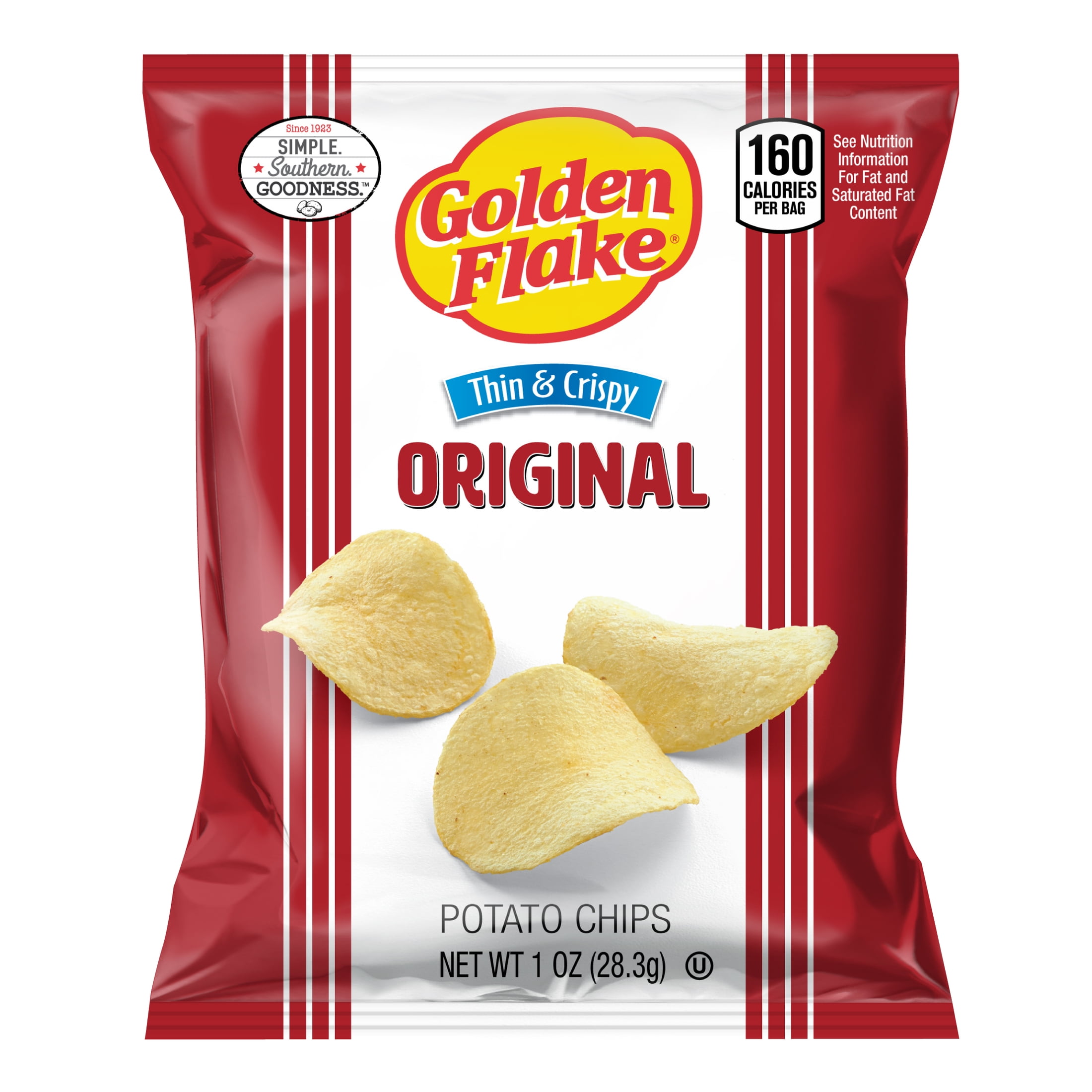 Golden Flake Original Thin & Crispy Potato Chips, Gluten-Free, 1 oz Bag ...