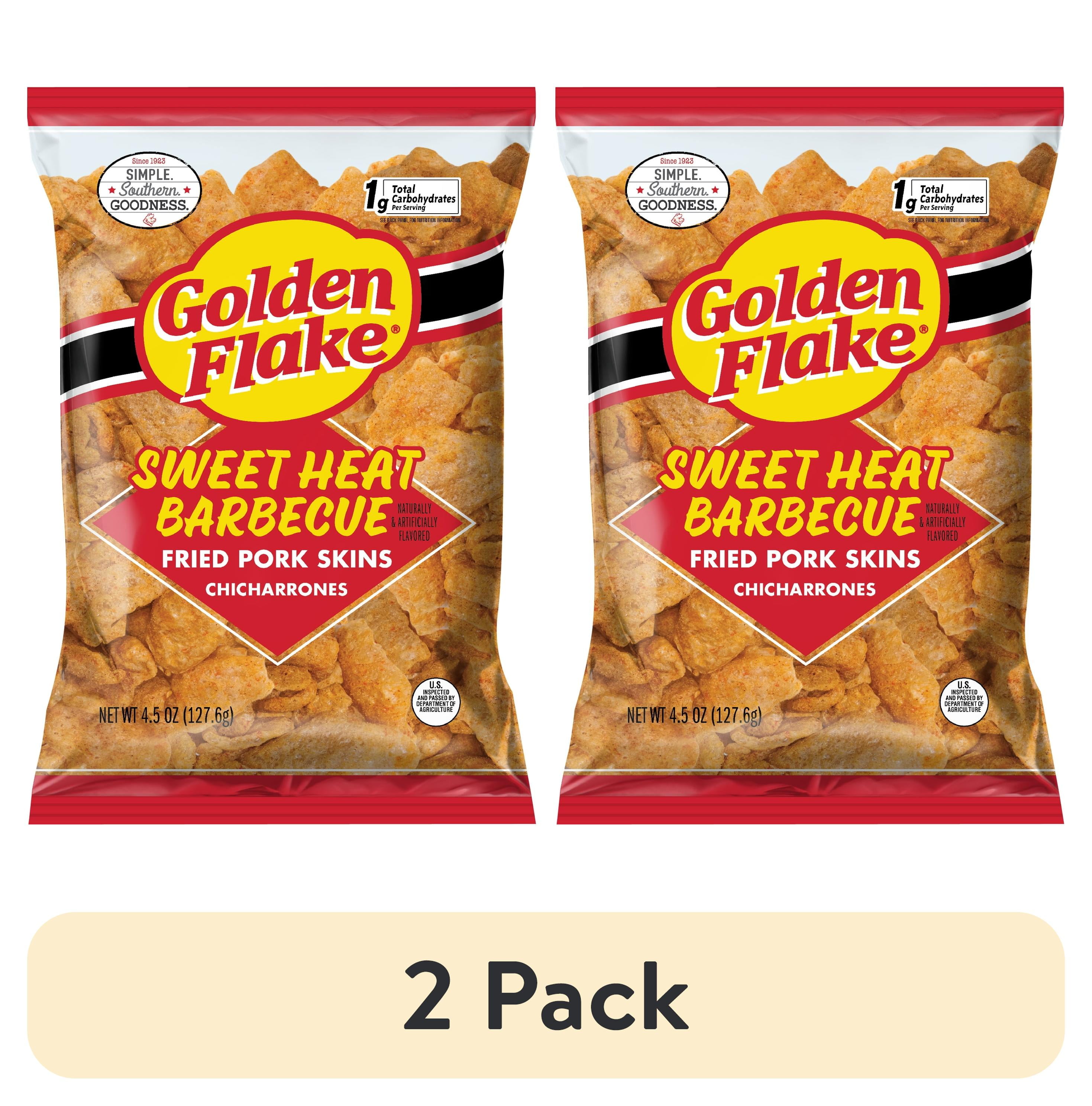 (2 pack) Golden Flake Sweet Heat Barbecue Fried Pork Skins, 4.5 oz Bag ...