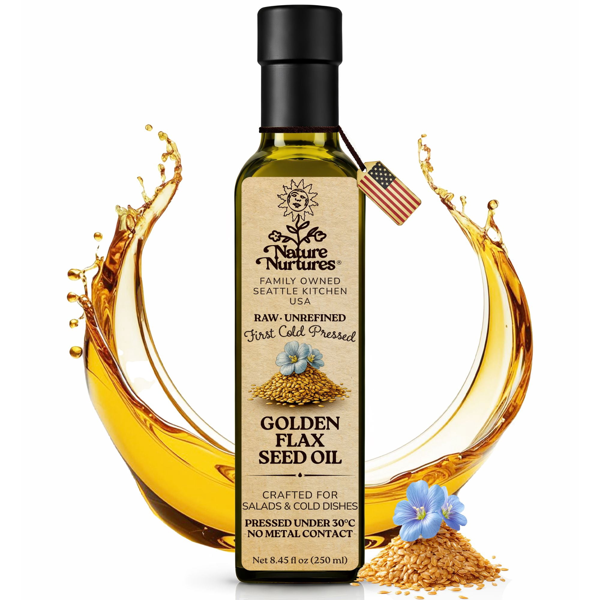 Golden Flax Seed Oil for Cooking | Raw First Cold Pressed | Single ...