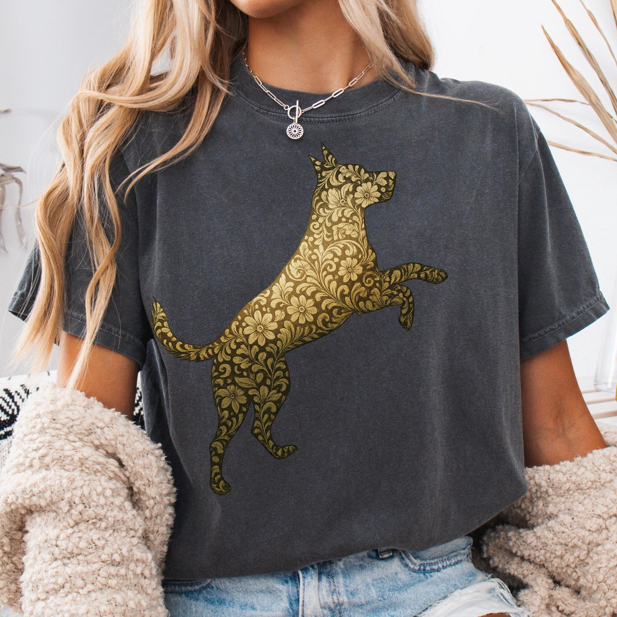 Golden Floral Dog Shirt Cottagecore Tee - Walmart.com