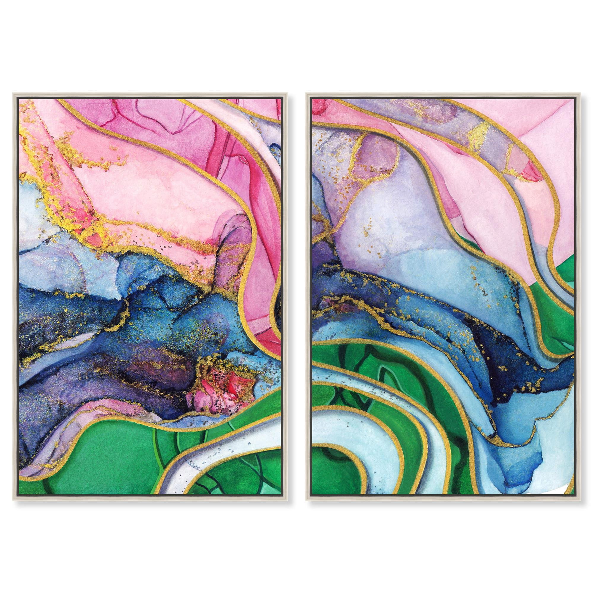 Golden Flow Gems Duo Canvas Print Colorful Wall Decor by Art Remedy ...