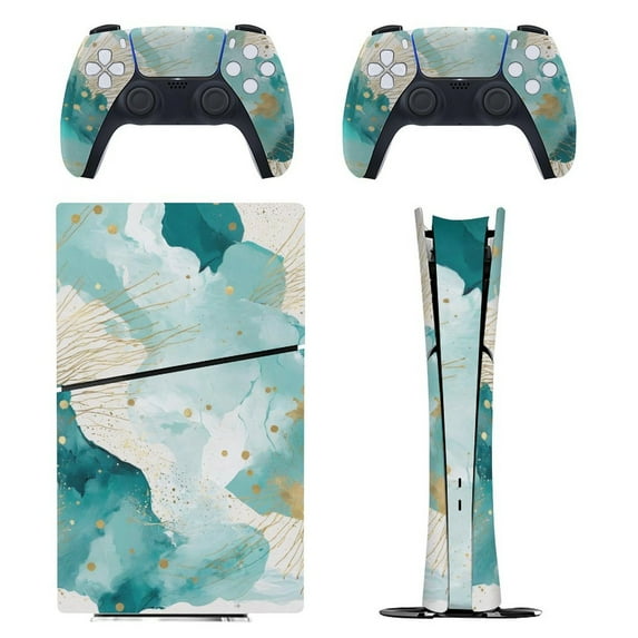 Golden Flow Mist Console Skin Bundle for PS5 Pro Slim Disc & Digital ...