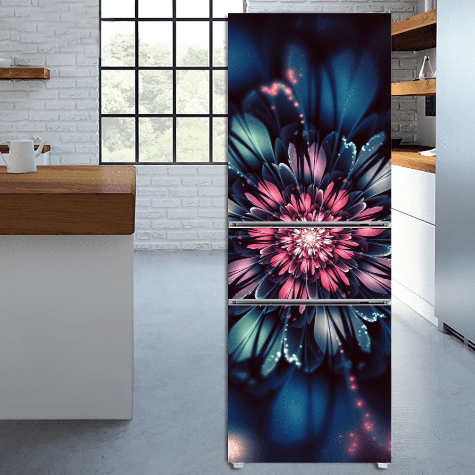 Golden Flower Kitchen Fridge Decorative Stickers PVC Waterproof Duplex ...