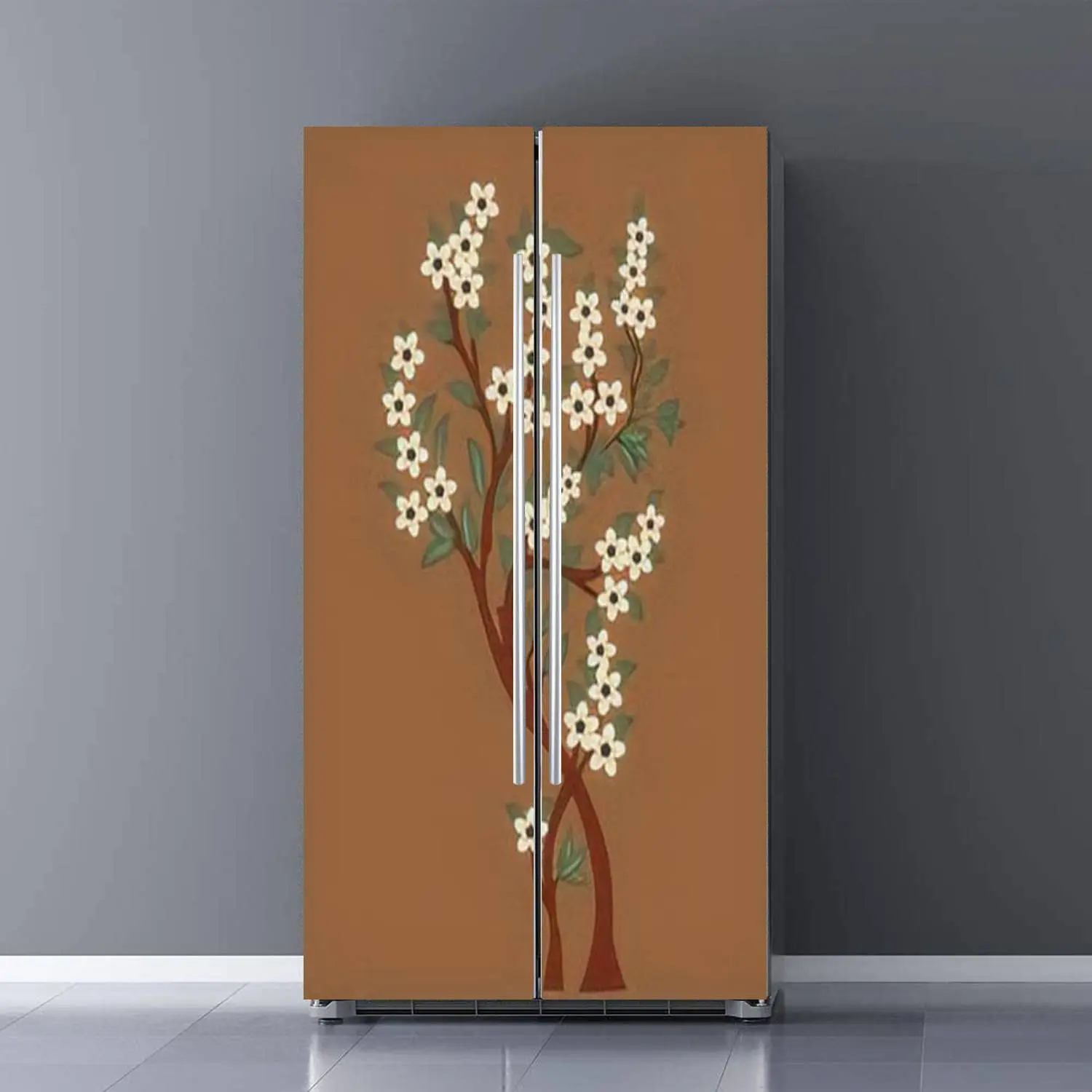 Golden Flower Refrigerator Magnet Full Door Cover Psychedelic Floral ...