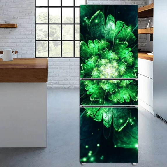 Golden Flower Refrigerator Magnet Full Door Cover Psychedelic Floral ...