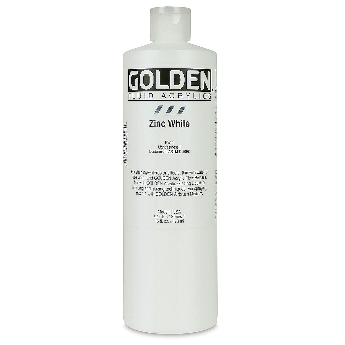Golden Fluid Acrylic, 16 oz., Zinc White - Walmart.com