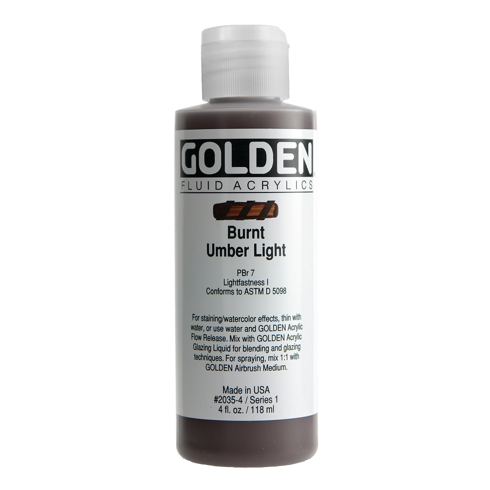 Golden Fluid Acrylic, 4 oz., Burnt Umber Light - Walmart.com