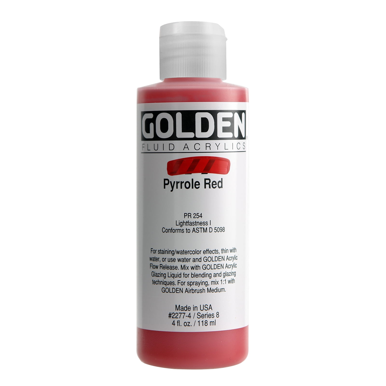 Golden Fluid Acrylic, 4 oz., Pyrrole Red - Walmart.com