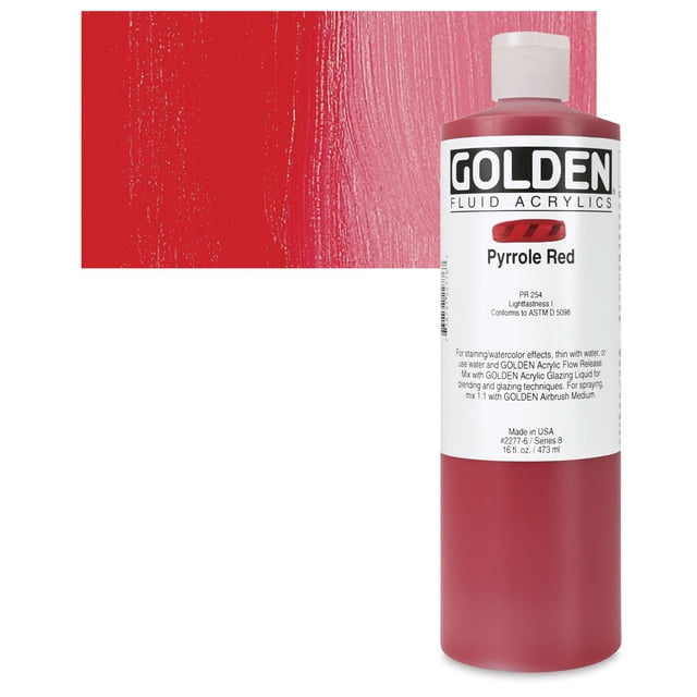 Golden Fluid Acrylic Paint, 16 oz, Pyrrole Red - Walmart Business Supplies