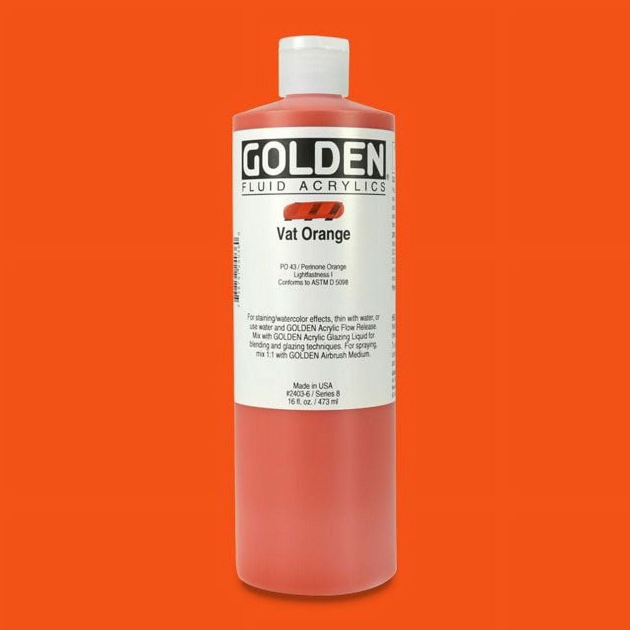 Golden Fluid Acrylics - Vat Orange, 16 oz - Walmart.com
