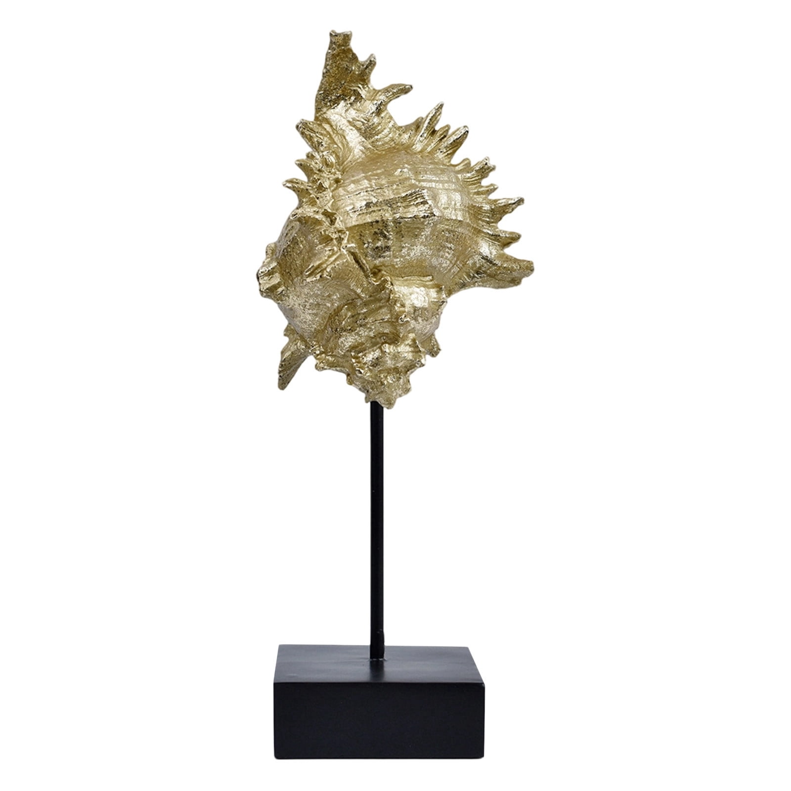 Golden Foil Conch Shell Statue - Elegant Coastal Decor, Modern Ocean ...