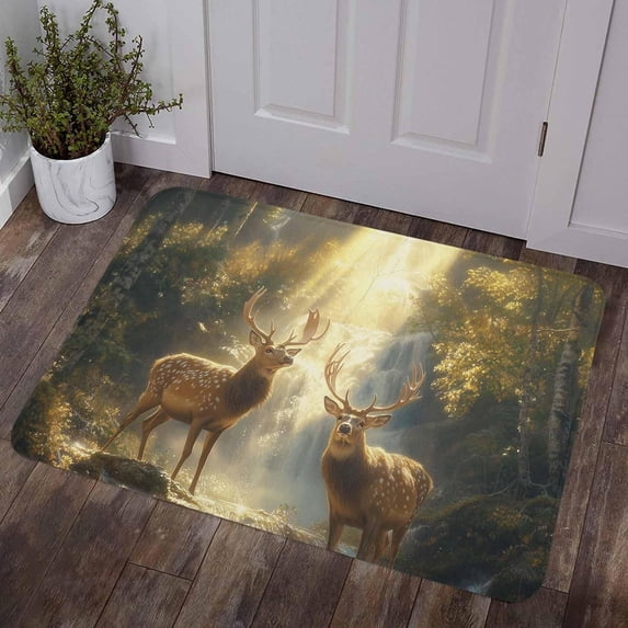 Golden Forest Deer Door Mat 16 x 24 Indoor Outdoor Low Profile Entryway ...
