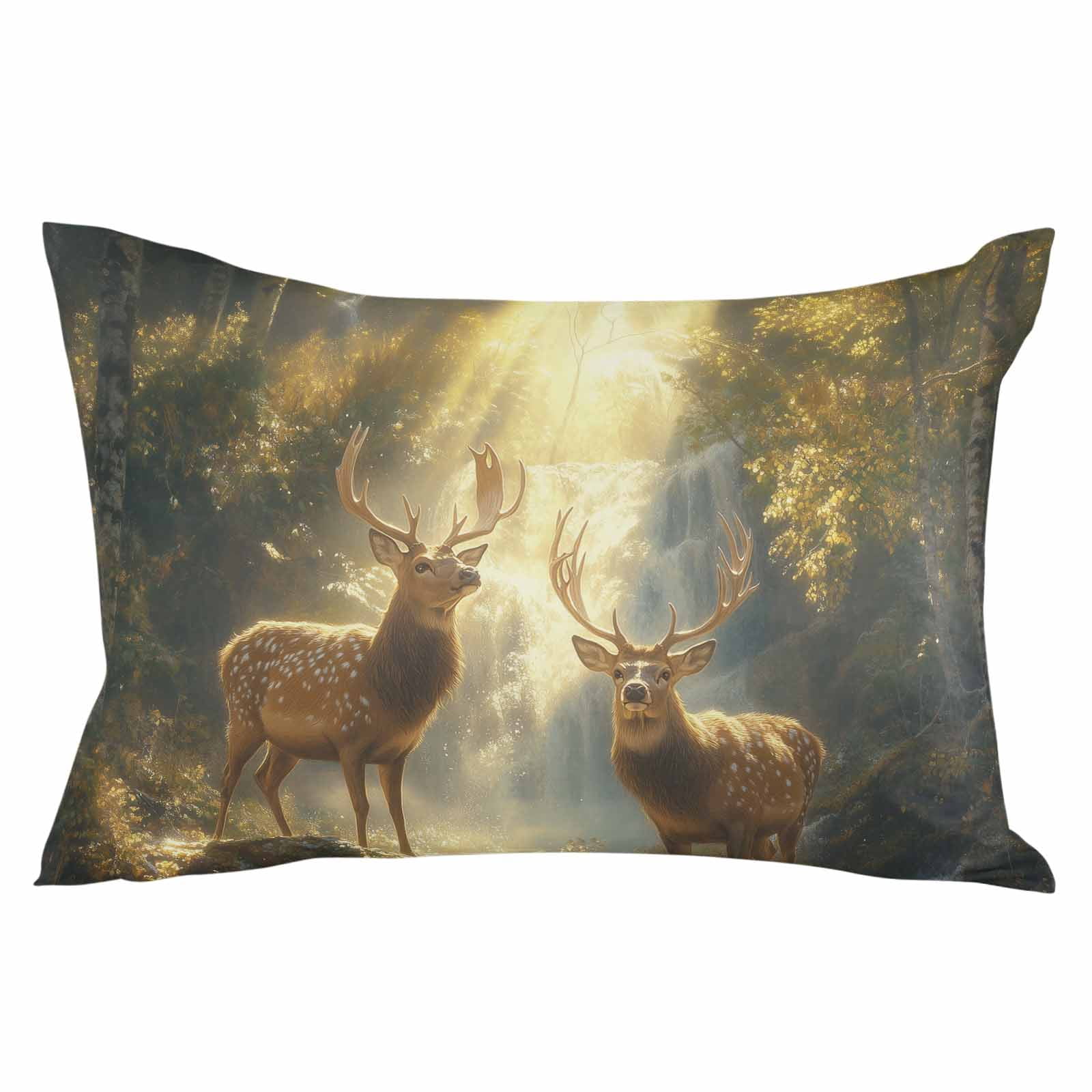 Golden Forest Deer Throw Pillow Cover 16 x 24 Inch Decorative Pillow ...
