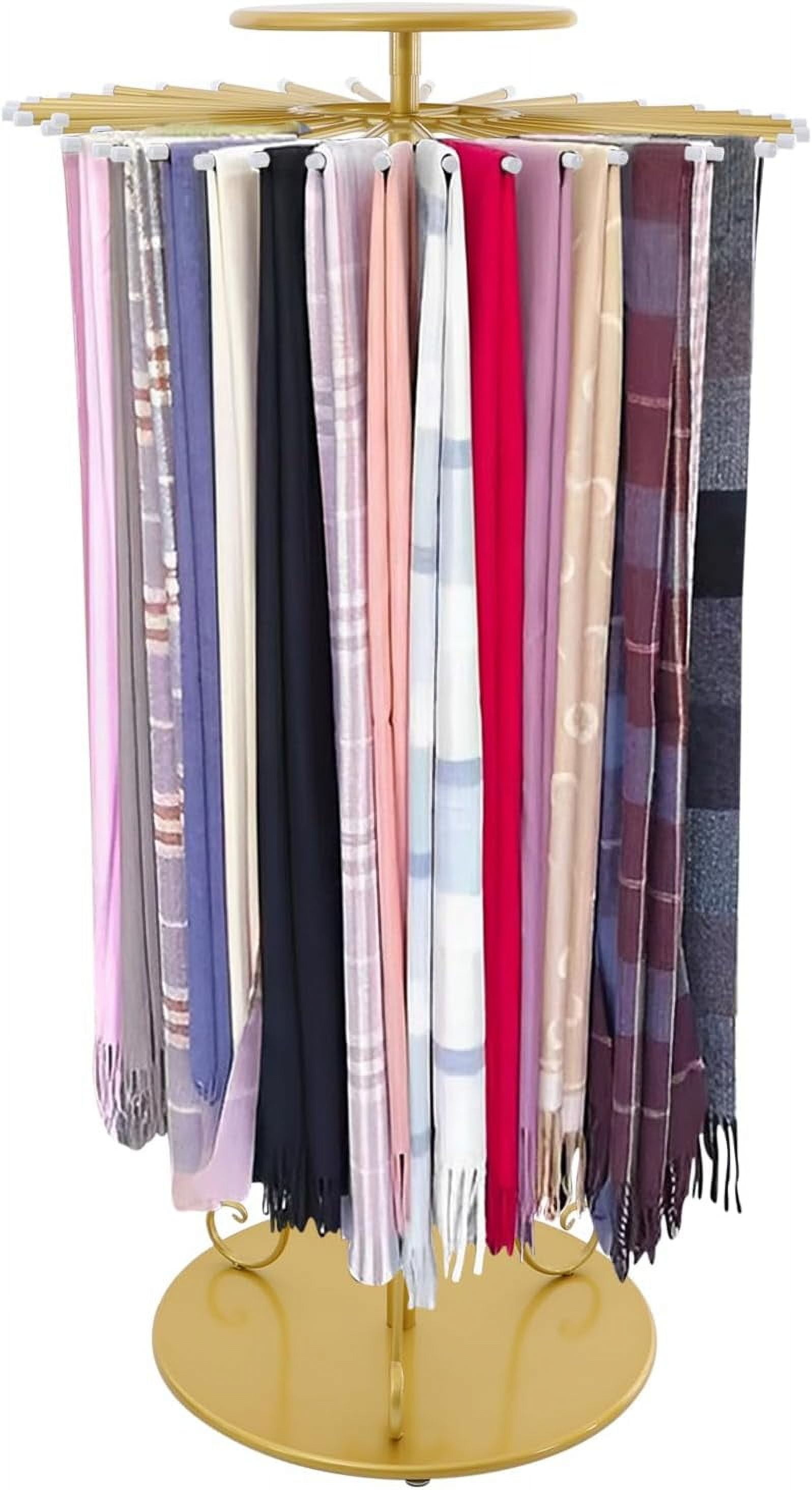 Golden Freestanding Scarf Display Rack, Rotating Round Scarf Display ...