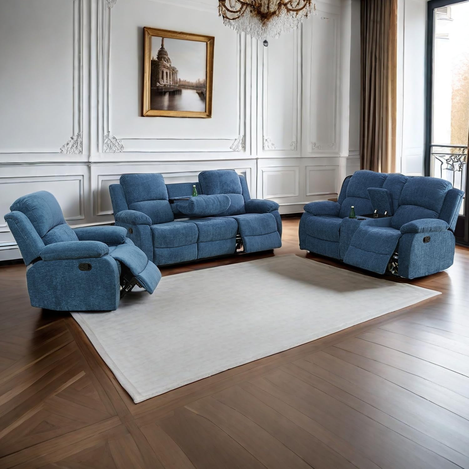 Golden Furniture Recliner Sofa Set, Fabric Reclining Sofa Set for ...