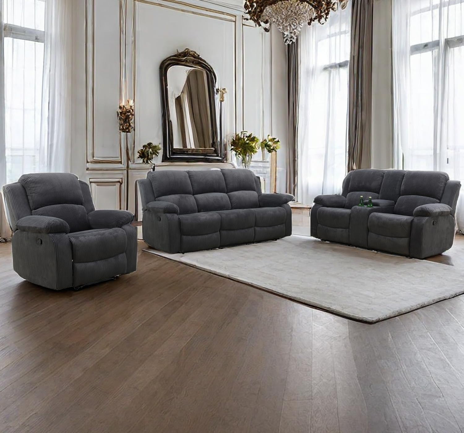 Golden Furniture Recliner Sofa Set, Fabric Reclining Sofa Set for ...