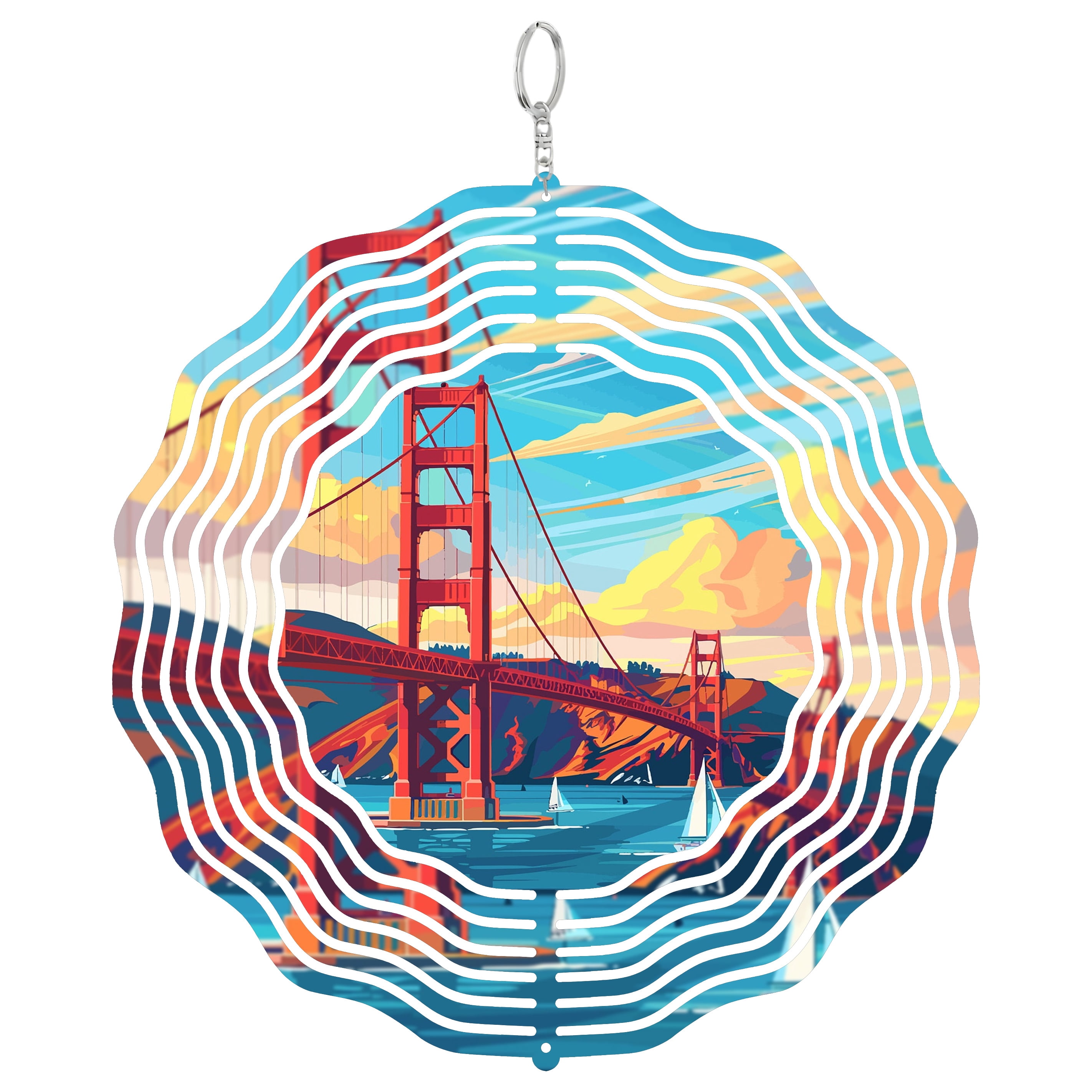 Golden Gate Bridge 3D Wind Spinner Stainless Steel Kinetic Yard Art ...