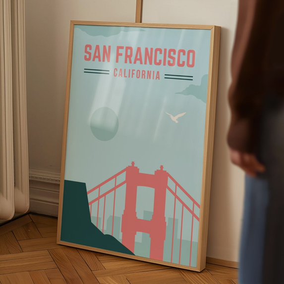 Golden Gate Bridge Art Print: Retro San Francisco Travel Poster ...