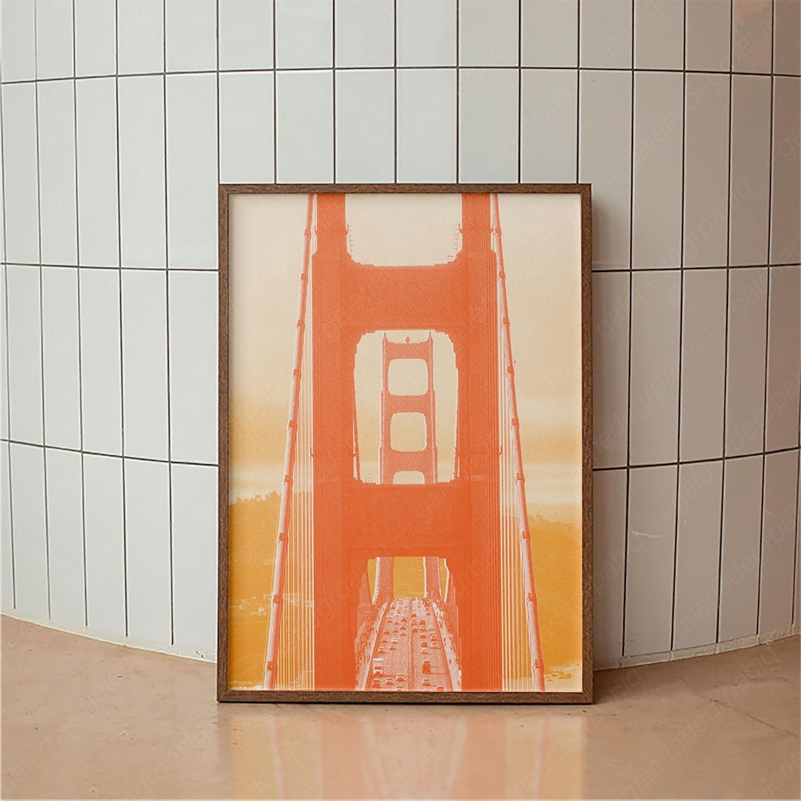 Golden Gate Bridge Risograph San Francisco Wall Art Modern Architecture ...