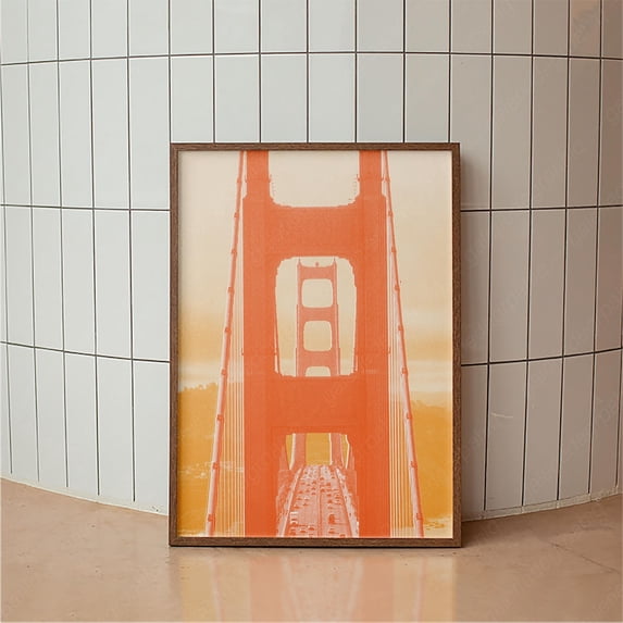 Golden Gate Bridge Risograph San Francisco Wall Art Modern Architecture ...