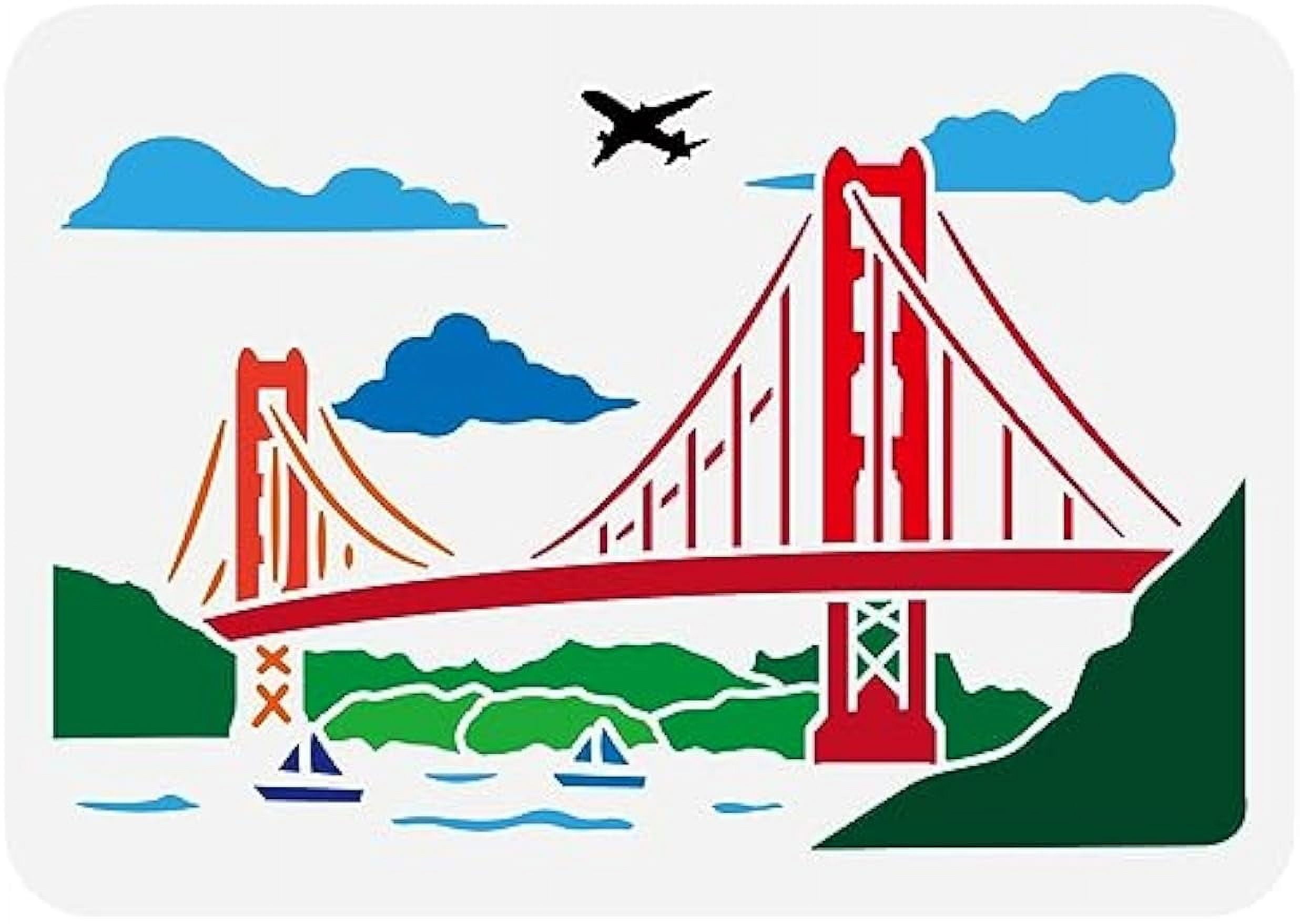 Golden Gate Bridge Stencil 8.3x11.7inch Reusable Bridge Pattern ...