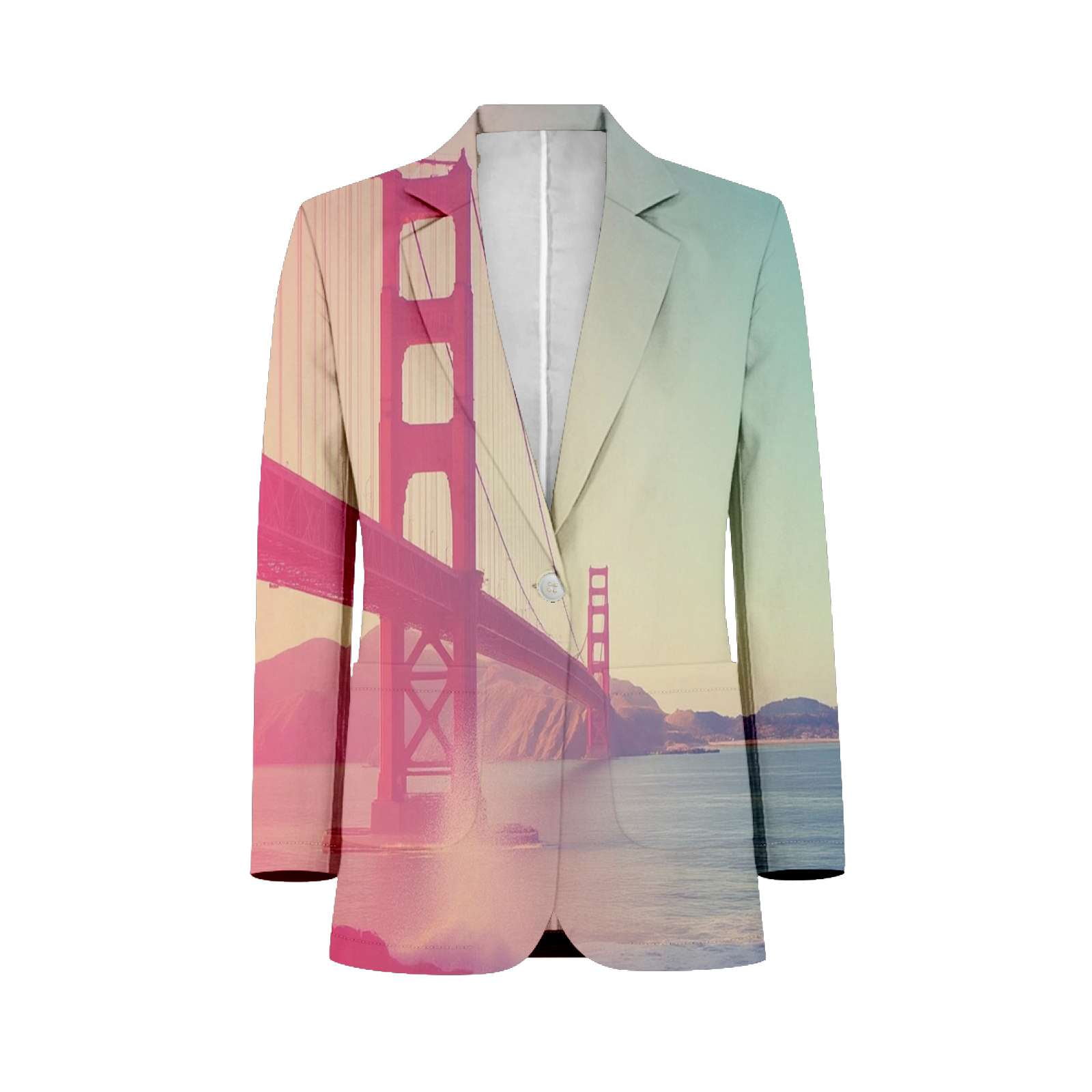 Golden Gate Bridge Sunset Customized Men's Suits full man Shawl Collar ...