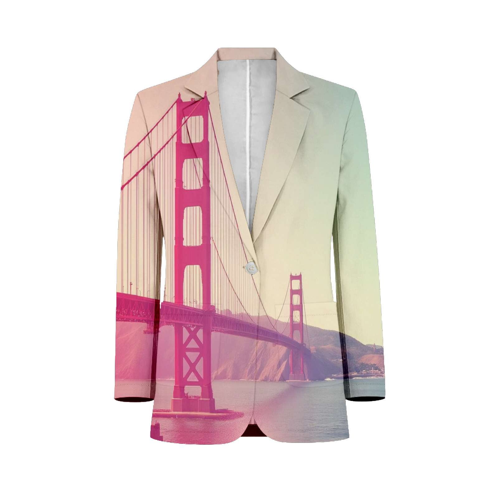 Golden Gate Bridge Sunset Mens Suits Shawl Collar Slim Fit Suit Mens ...