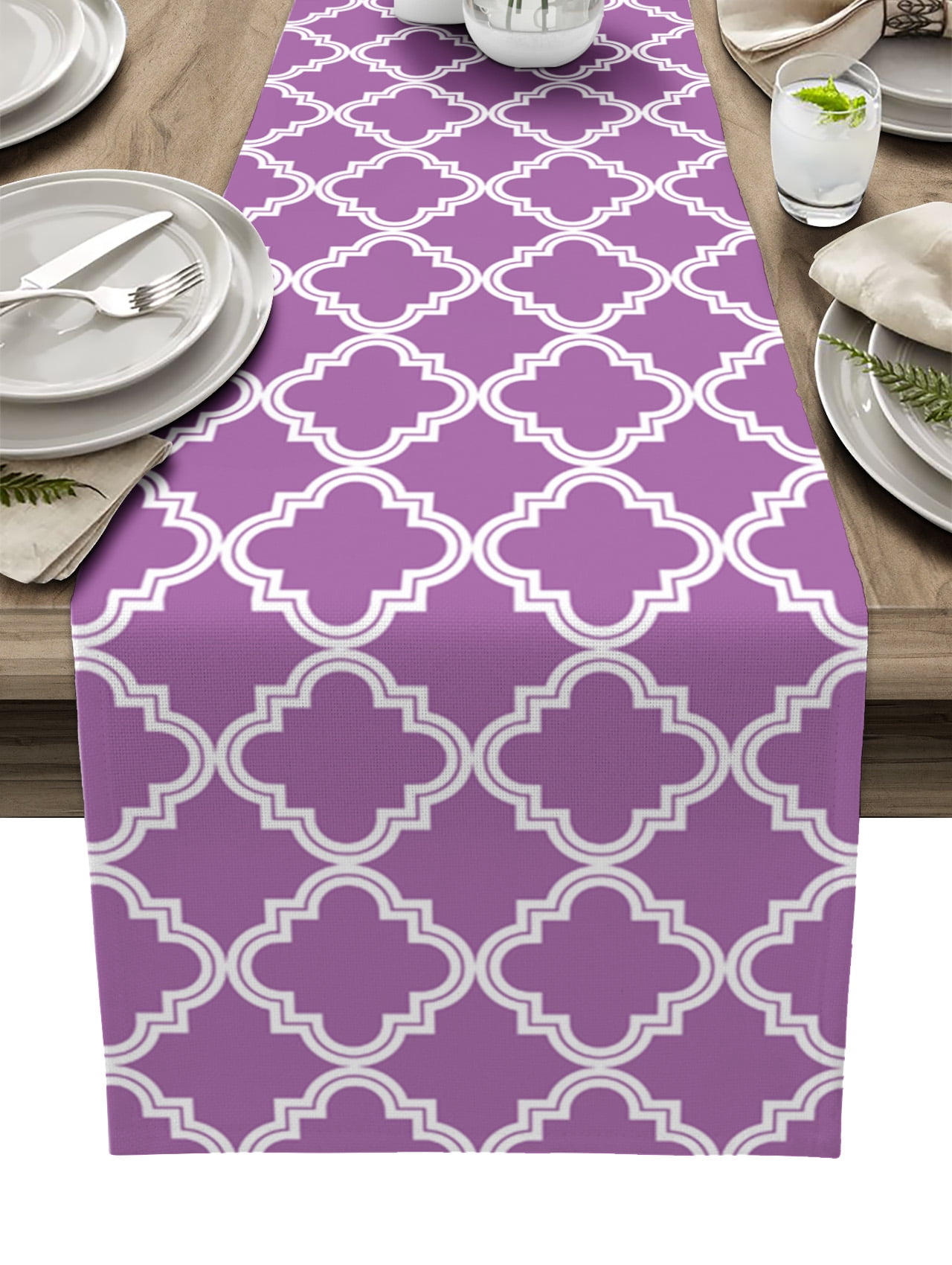 Golden Geometric Scales Linen Cotton Table Runner Wedding Party Table ...