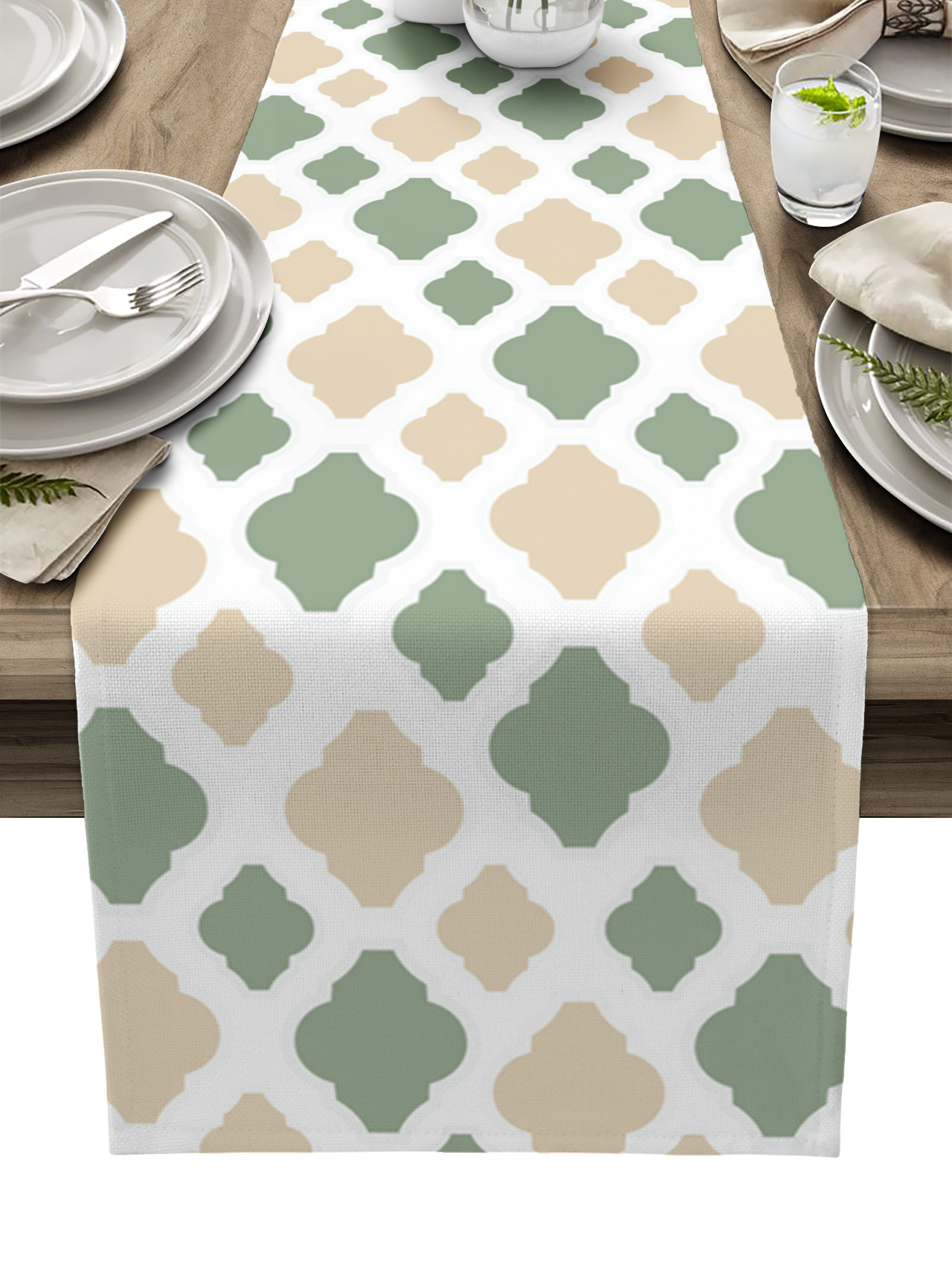 Golden Geometric Scales Linen Cotton Table Runner Wedding Party Table ...