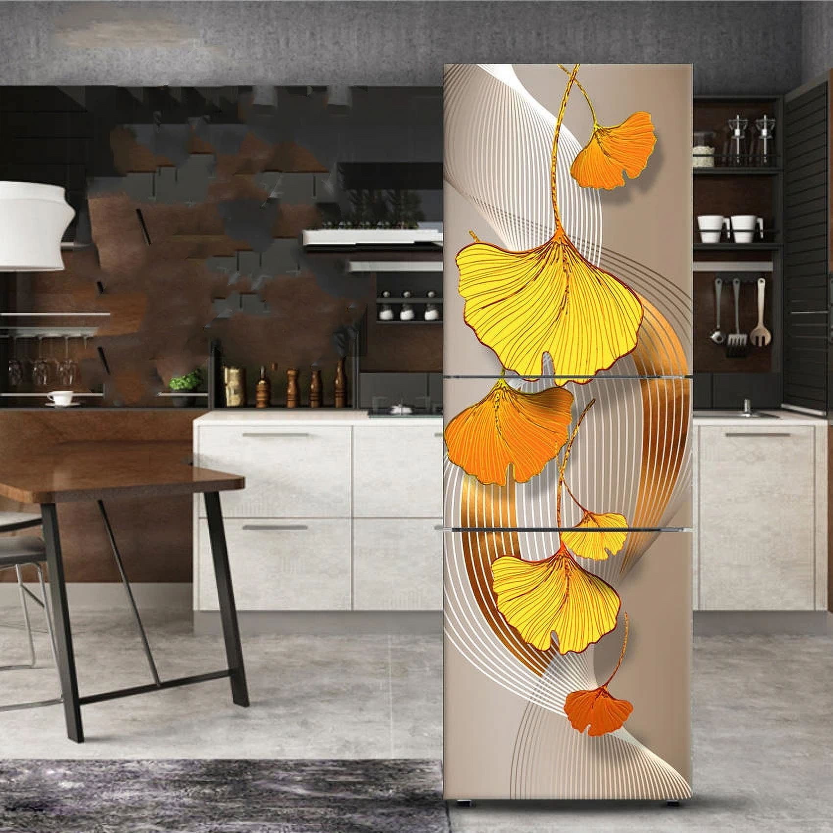 Golden Ginkgo Leaves Fridge Sticker Fall Leaf Refrigerator Stickers ...
